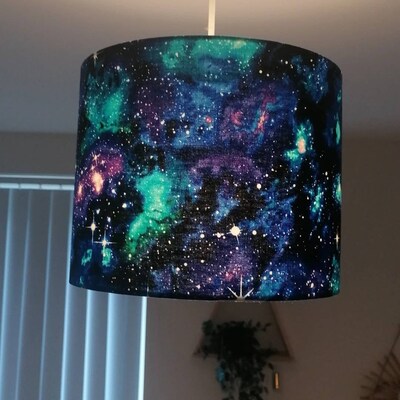 Galaxy and Stars Lampshade Blue Space Themed Bedroom Side - Etsy