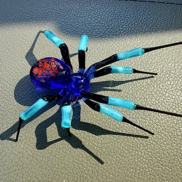 Blown Glass Figurine Art Insect Black SPIDER, Art Glass Spider Figurine ...