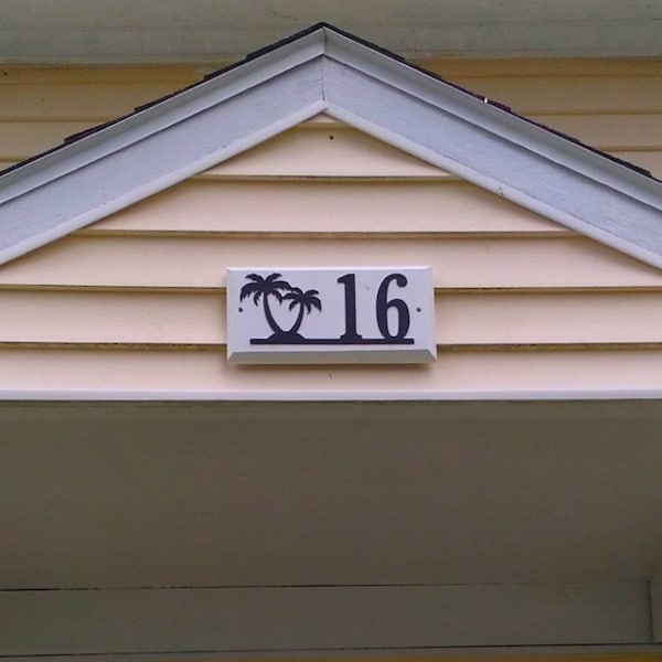 Palm Tree House Number Metal Sign | Outdoor Sign | House Numbers ...