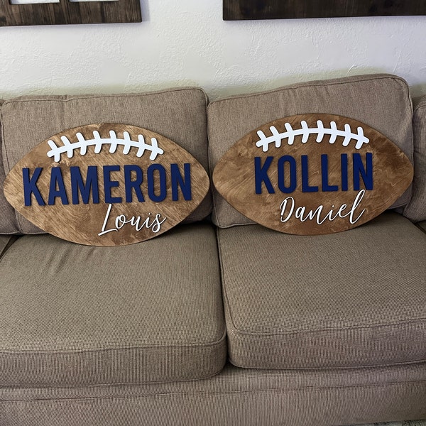 Football Name Sign | 18-36" Diameter | Round Sign | Child Baby Name ...