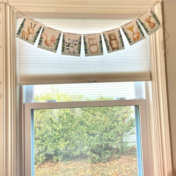 Woodland Animals Banner, Woodland Baby Shower Banner, Woodland Birthday ...