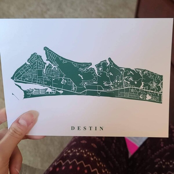 Destin Map Art Map Print Florida Map Print Travel Housewarming Custom ...
