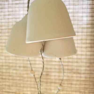 Matte White Ceramic Cow Bells Rustic Wind Chime Bells Wall Hanging ...