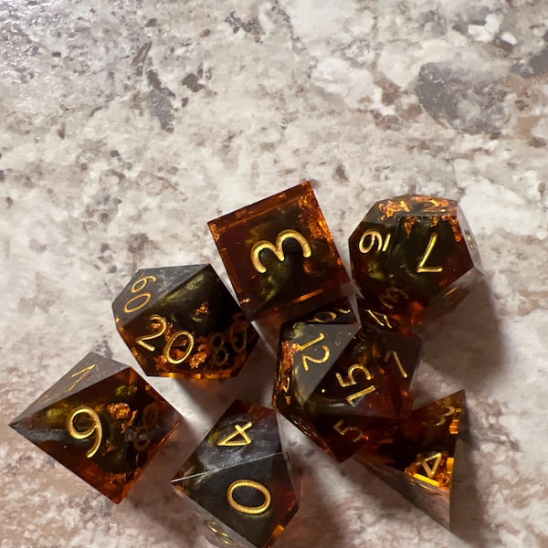 Handmade Lava Dice Set: Sharp Edge Resin Dice for DND - Etsy