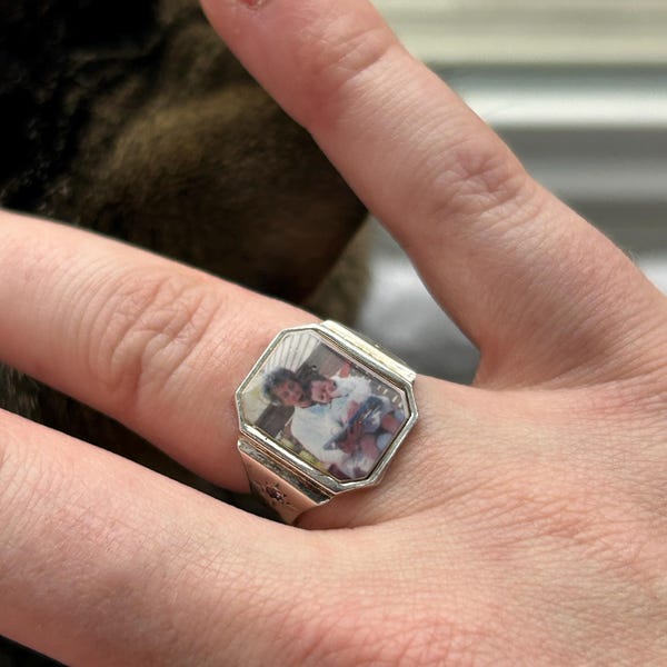 Custom Memorial Photo Ring With Birthstone, Personalized Portrait Ring ...
