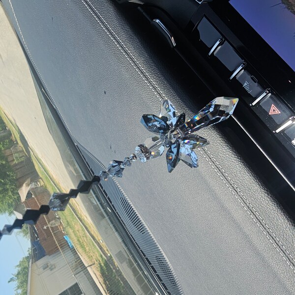 Guardian Angel Car Charm, Black and Silver Rear View Mirror Charm ...