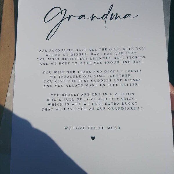 Grandma Poem A4 A5 PRINT, Grandma Gift, Grandparent Poem, Grandma ...