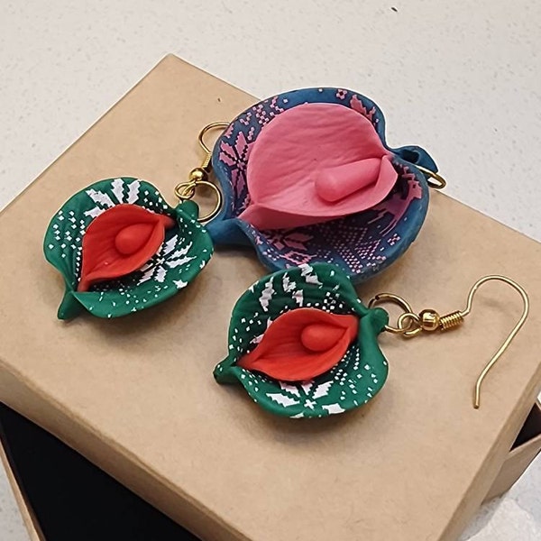 Flying Vulva Earrings, Vagina Earrings With Gold Findings, Womens ...