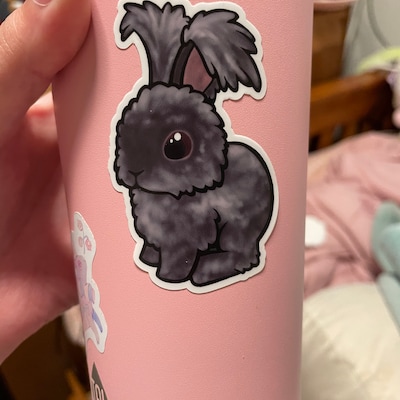 Black Puppy-cut Angora Rabbit Sticker Angora Bunny Vinyl - Etsy