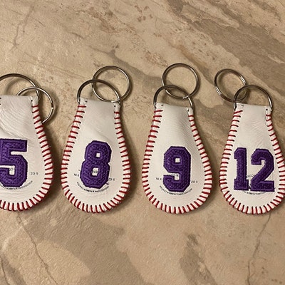 Custom Leather Embroidered Baseball Key Ring - Etsy