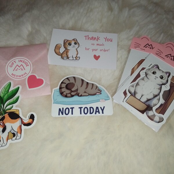 Cute Cat in Box Sticker - Calico Cat Sticker - Gift for Cat Lovers ...