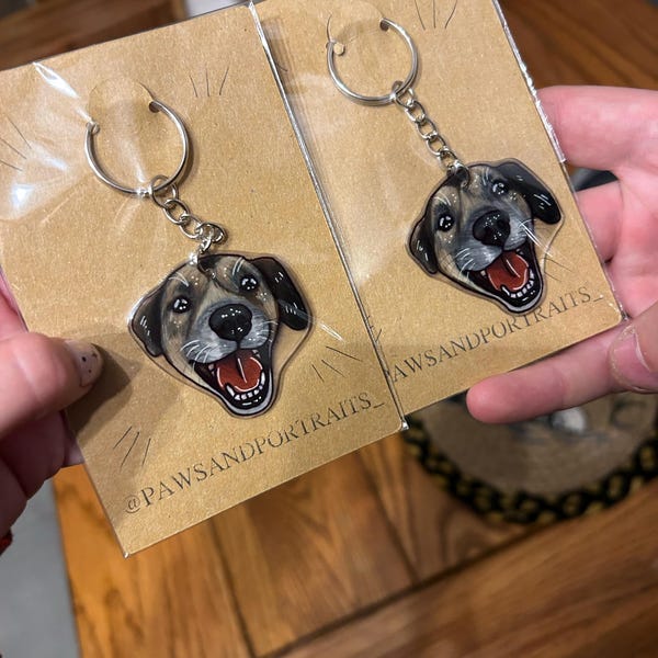 Custom Pet Keyring Custom Pet Gift Cat Drawing Dog Drawing Personalised ...