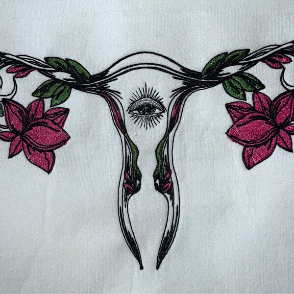 Uterus Embroidery Design Uterus in Flowers Embroidery Woman Feminist ...