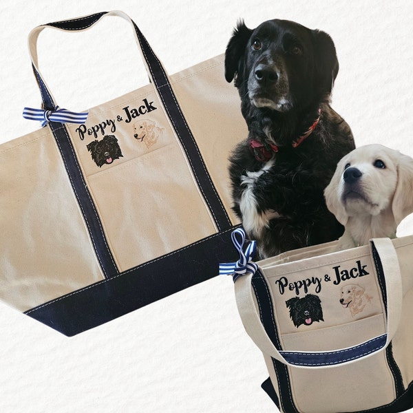Monogrammed Large Pet Tote Bag, Personalized Dog Tote Bag, Customized ...