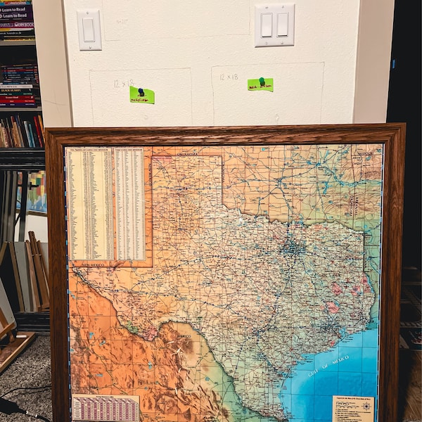 Texas Decorative Wall Map - Paper - 39" W X 36" H - Etsy