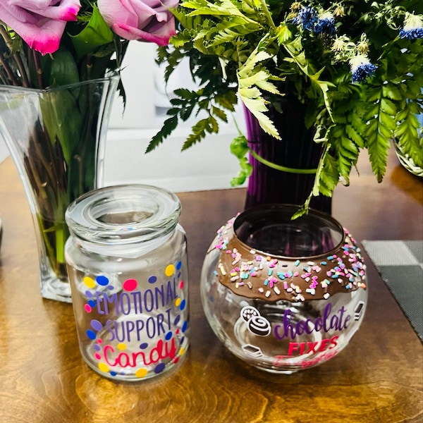Personalized Funny Glass Candy Jar for Emotional Support, Custom Office ...