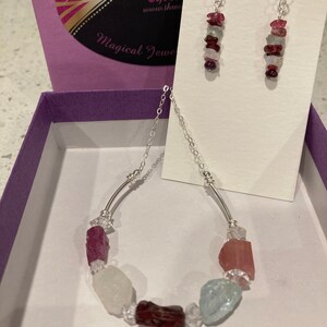 Ruby Necklace, Ruby Triangle Shaped Necklace, Gemstone Bar Necklace ...