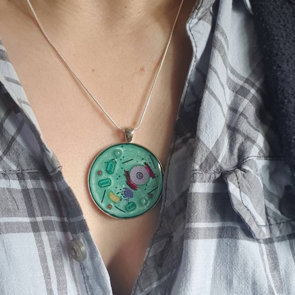Animal Cell Pendant Necklace - Silver - Art Necklace, Biology Jewellery ...