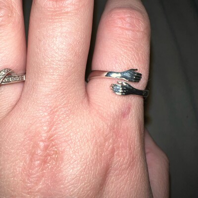 925 Sterling Silver Ring, Dainty Love Hug Ring, Hug Hand Ring, Couple ...