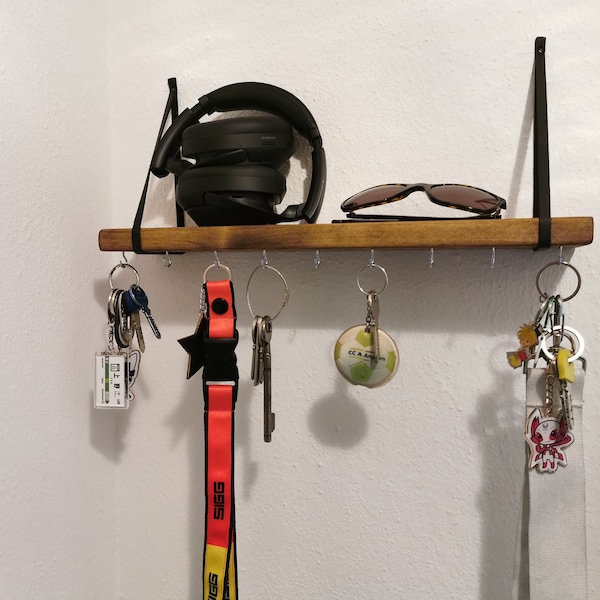 Floating Shelf Key Holder for Wall Wooden Key Storage Key Hook Wall ...