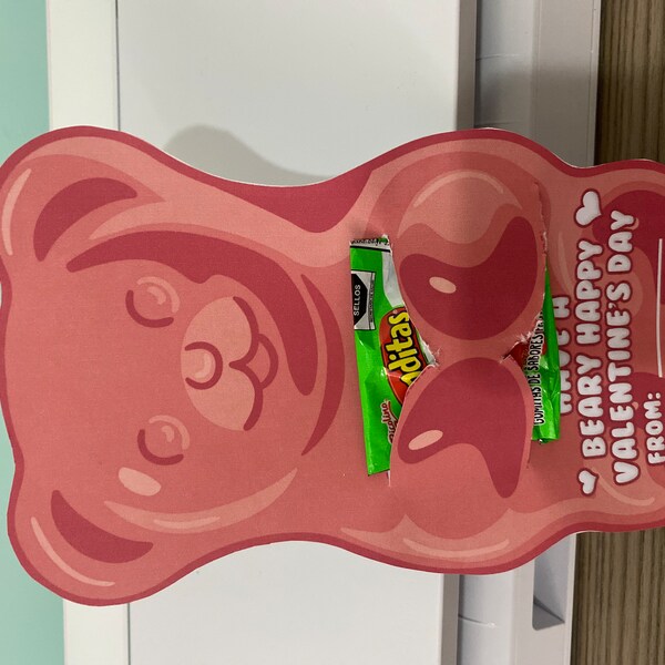 Gummy Bears Valentine's Day Cards Valentine's School Kids Classroom ...