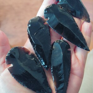 Large Black Obsidian Arrowheads Arrow Heads Jewelry Supplies Black ...