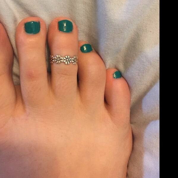 Sterling Silver Flower Toe Ring, Silver Adjustable Toe Ring, Flower Toe ...