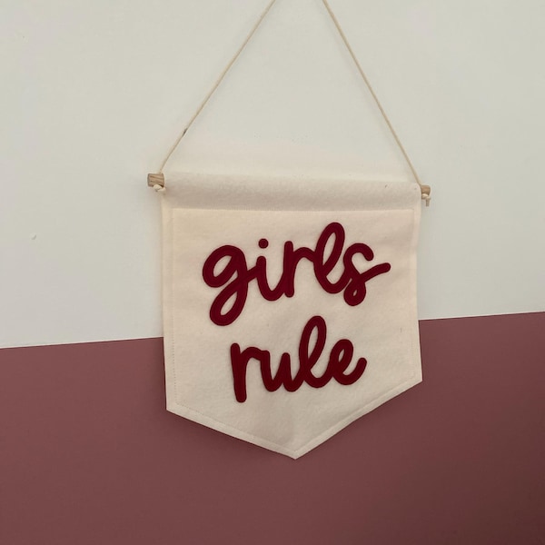 Girls Rule Mini Felt Nursery Wall Banner Girls Bedroom Decor - Etsy