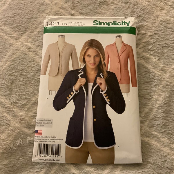 Uncut Simplicity Sewing Pattern 1421 Blazer Jacket Coat, Summer Fashion ...