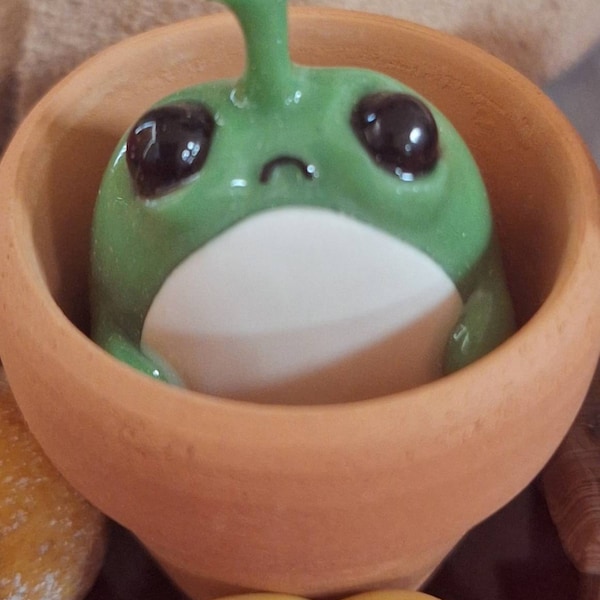 Pumpkin Frog Keychain, Cute Polymer Clay Figurine, Polymer Clay ...