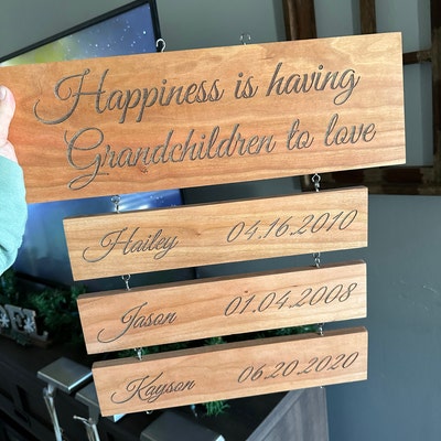 Personalized Grandparent Sign/grandkids Names/birthdates, Personalized ...