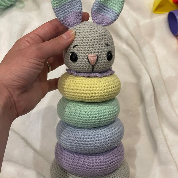 Crochet Pattern Pyramid Rabbit, Stacking Educational Toy With Rings ...