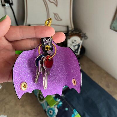 Bat Keychain, Halloween Key Fob, Bat Wing Accessory, Key Keeper, Spooky ...