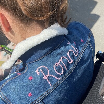 Name Embroidered Personalised Baby Children Denim Jacket Flowers - Etsy UK