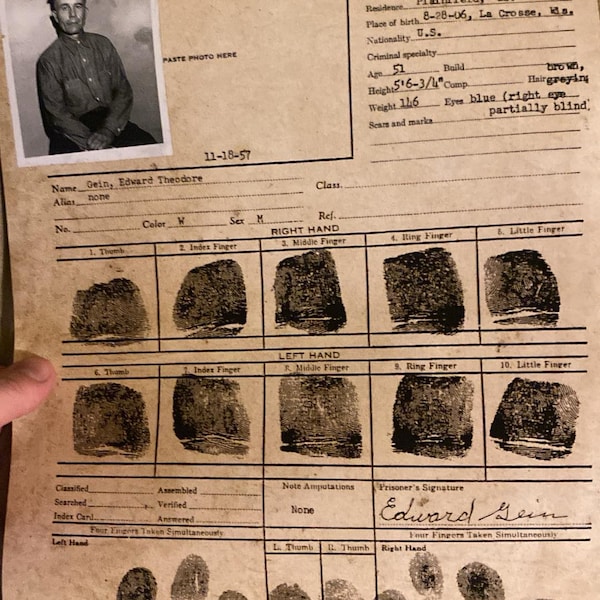 Ed Gein Police Record, Serial Killer Art Print - A4 and A3 Size - Etsy