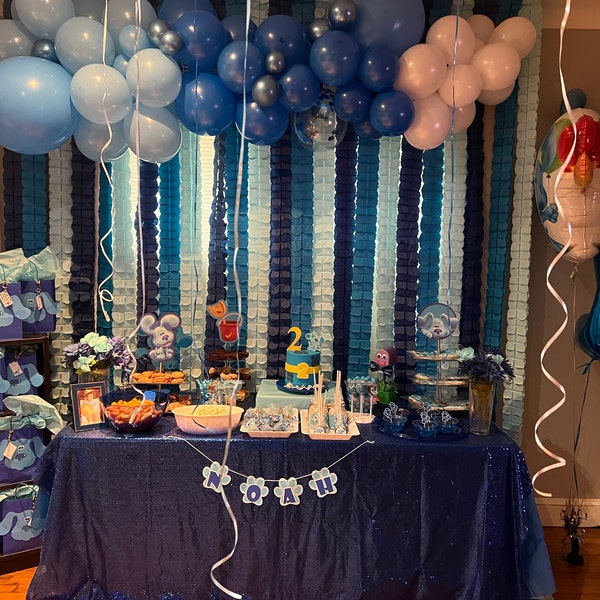 Customized Blue Paw Print Name Banner | Blues Birthday Banner | Blue ...