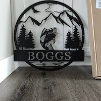 Mid Century Modern Metal Lake Sign With Custom Name, MCM Outdoor Decor ...