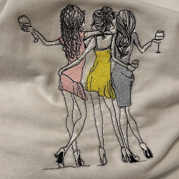 Girls Embroidery Design, Best Friends Girlfriends and Party Motif ...