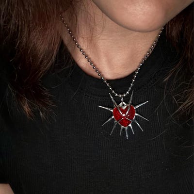 Y2k Grunge Cyber Spiky Heart Necklace, Goth Alt Jewelry, Statement ...