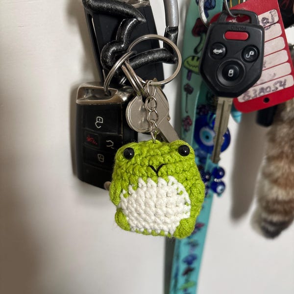 Crochet Frog and Mushroom Ornament, Crochet Frog Car Charm, Crochet ...