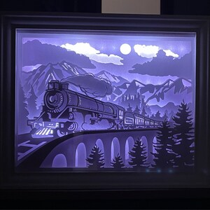 Old Train 1 Shadow Box Files, Paper Cut Light Box Template Files ...