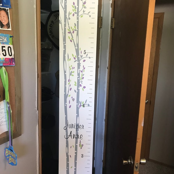 Personalised Canvas Growth Chart Girls Cherry Blossom Growth Chart ...