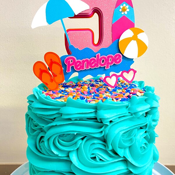 Beach Theme Cake Topper | Custom Number Cake | Personalized Birthday ...