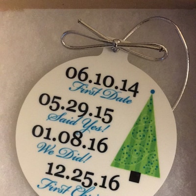 Our First Christmas Dates Ornament Newlywed Dates First Christmas ...