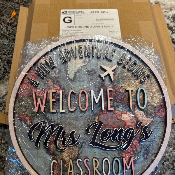 Personalized Welcome Classroom Door Sign, World Map Adventure Themed ...
