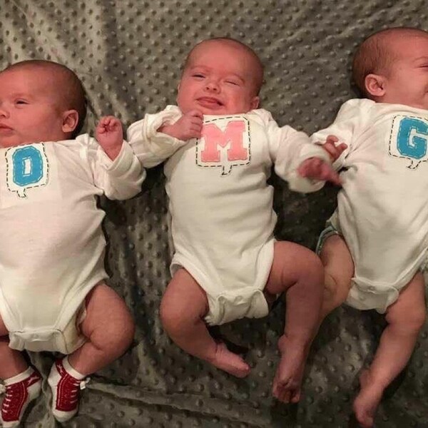 Triplets "omg" Set of 3 Bodysuits for Triplets, Great Shower Gift for ...