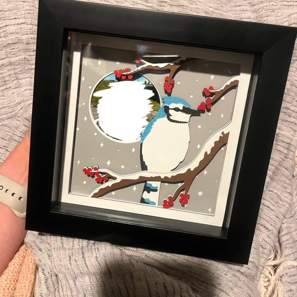 Personalize Blue Jay Memorial Shadow Box SVG / Blue Jay at Window ...