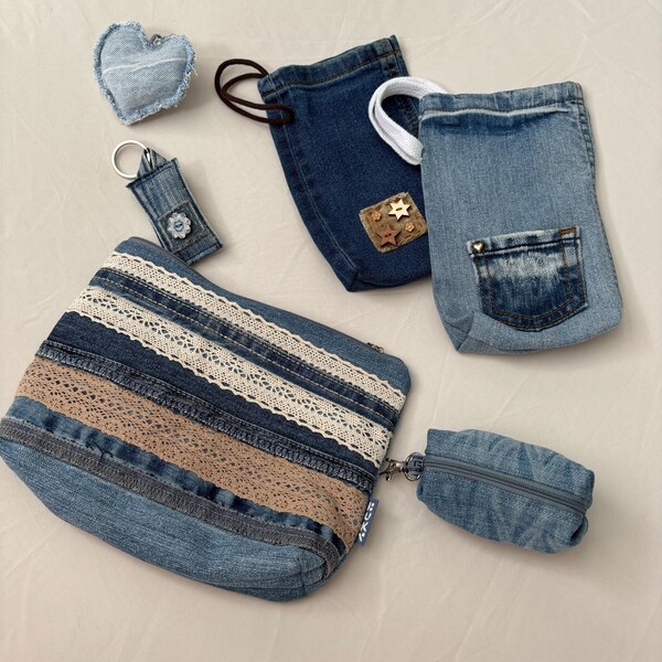 Keychain, Upcycled Denim Key Fob, Keepsake, Lucky Charm, Small Gift for ...