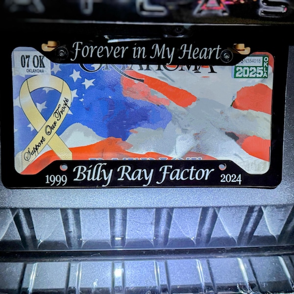 Custom in Loving Memory License Plate Frame | Personalized Memorial ...