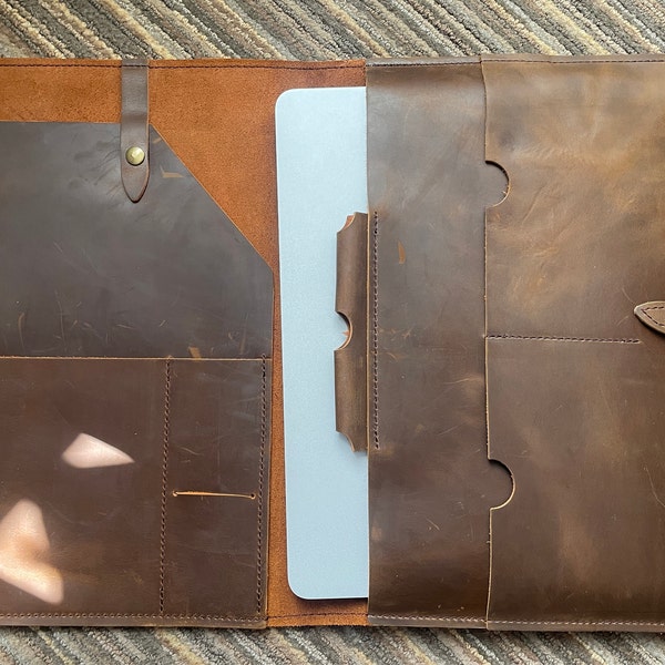 Personalized Leather Portfolio Case: Handmade A4/A5 iPad Organizer - Etsy